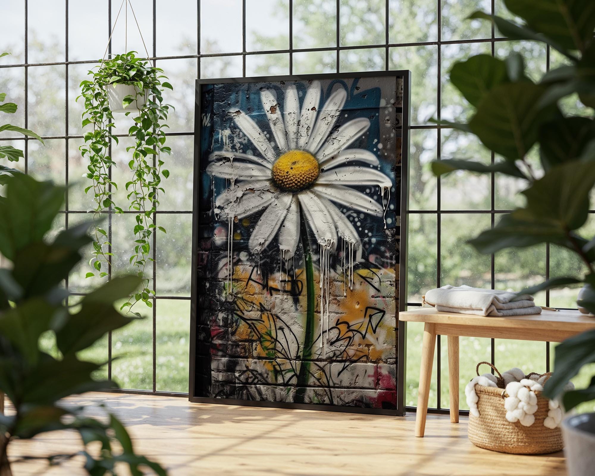 Daisy Flower Graffiti Wall Art, Street Graffiti, Digital Art, Daisy ...
