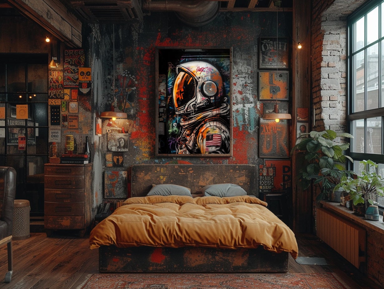 Astronaut Graffiti Wall Art, Astronaut Digital Print, Space Travel ...