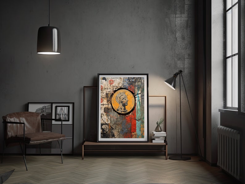 Gold Coin Graffiti Wall Art Digital Download Vintage Golden - Etsy