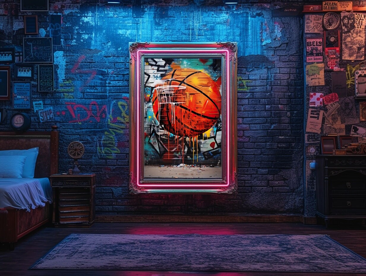 Basketball Graffiti Wall Art, Digital Download, Sports Ball Art Print ...