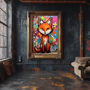 Red Fox Graffiti Wall Art, Printable Digital, Fox Nursery Wall Decor ...