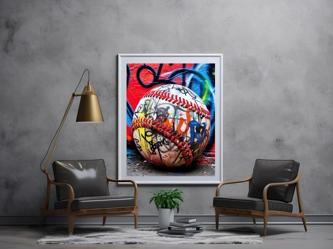 Baseball Graffiti Wall Art, Digital Print, Colorful Sports Wall Decor ...