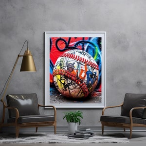 Baseball Graffiti Wall Art, Digital Print, Colorful Sports Wall Decor ...