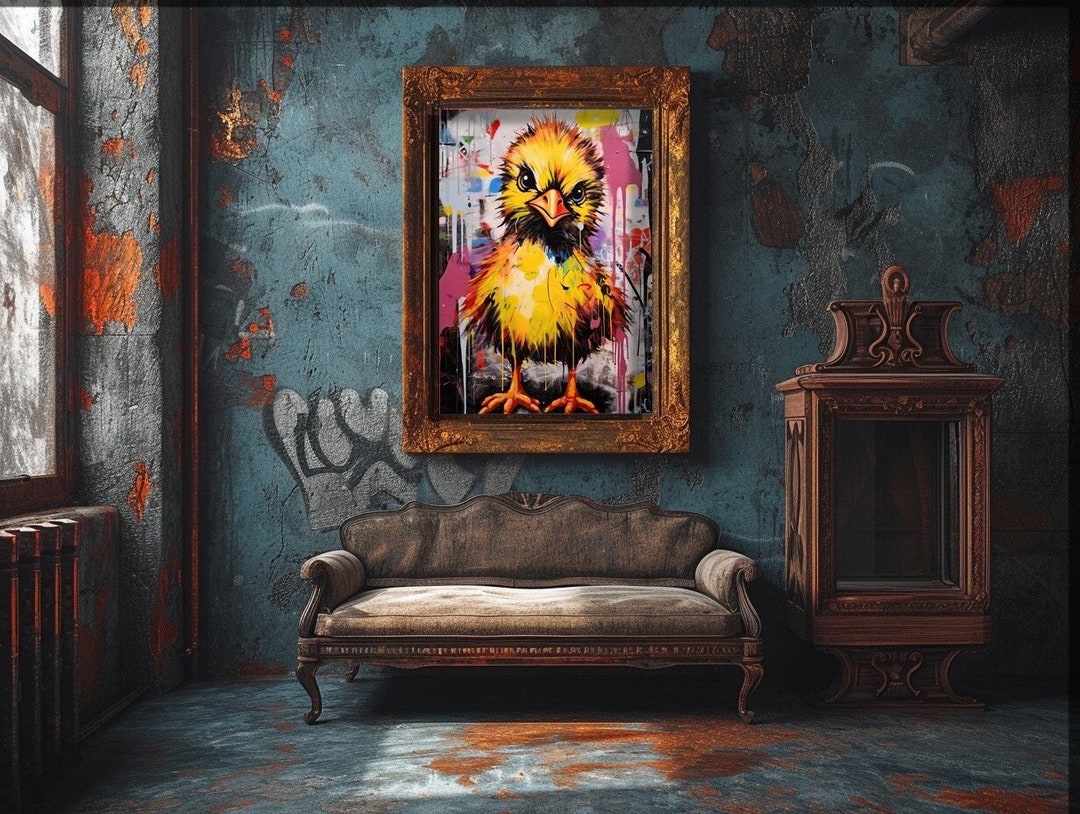 Baby Chick Graffiti Wall Art, Printable Digital, Baby Chicken Wall ...