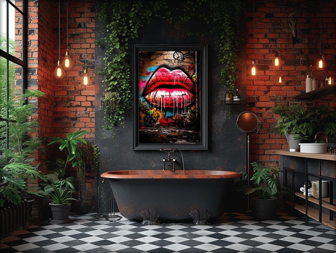 Lips Graffiti Wall Art, Printable Art Download, Sexy Lips Wall Decor ...