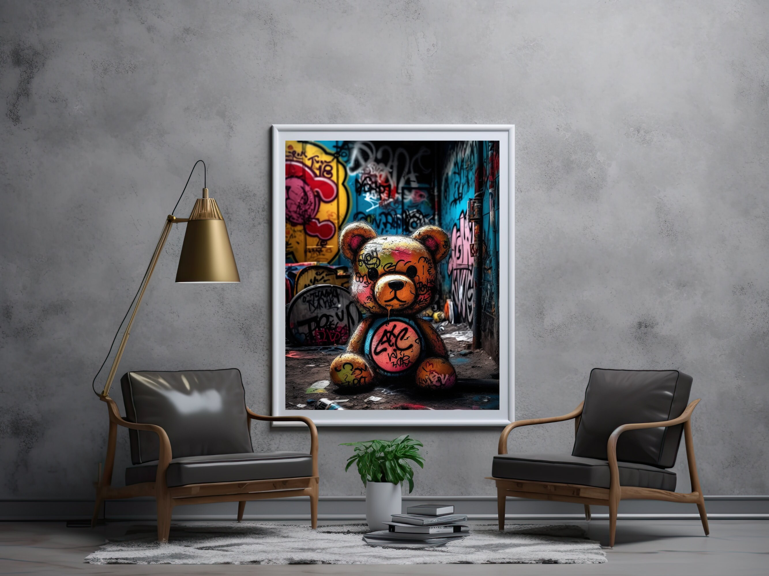 Teddy Bear Graffiti Wall Art Digital Download Print Modern - Etsy Israel