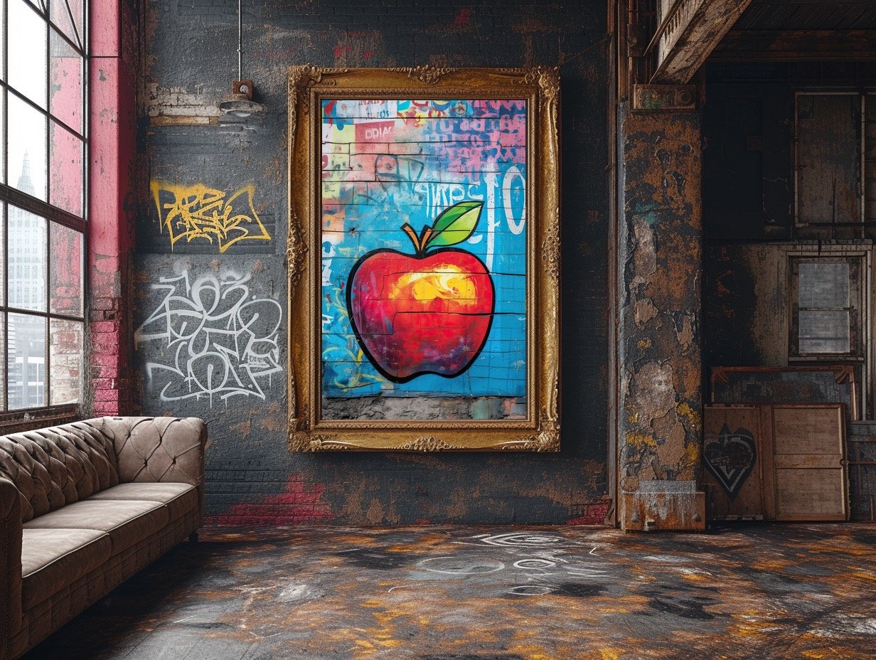 Red Apple Graffiti Wall Art, Digital Download Print, Modern Street Art ...
