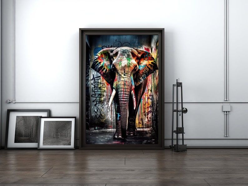 Elephant Graffiti Wall Art Printable Digital Colorful - Etsy
