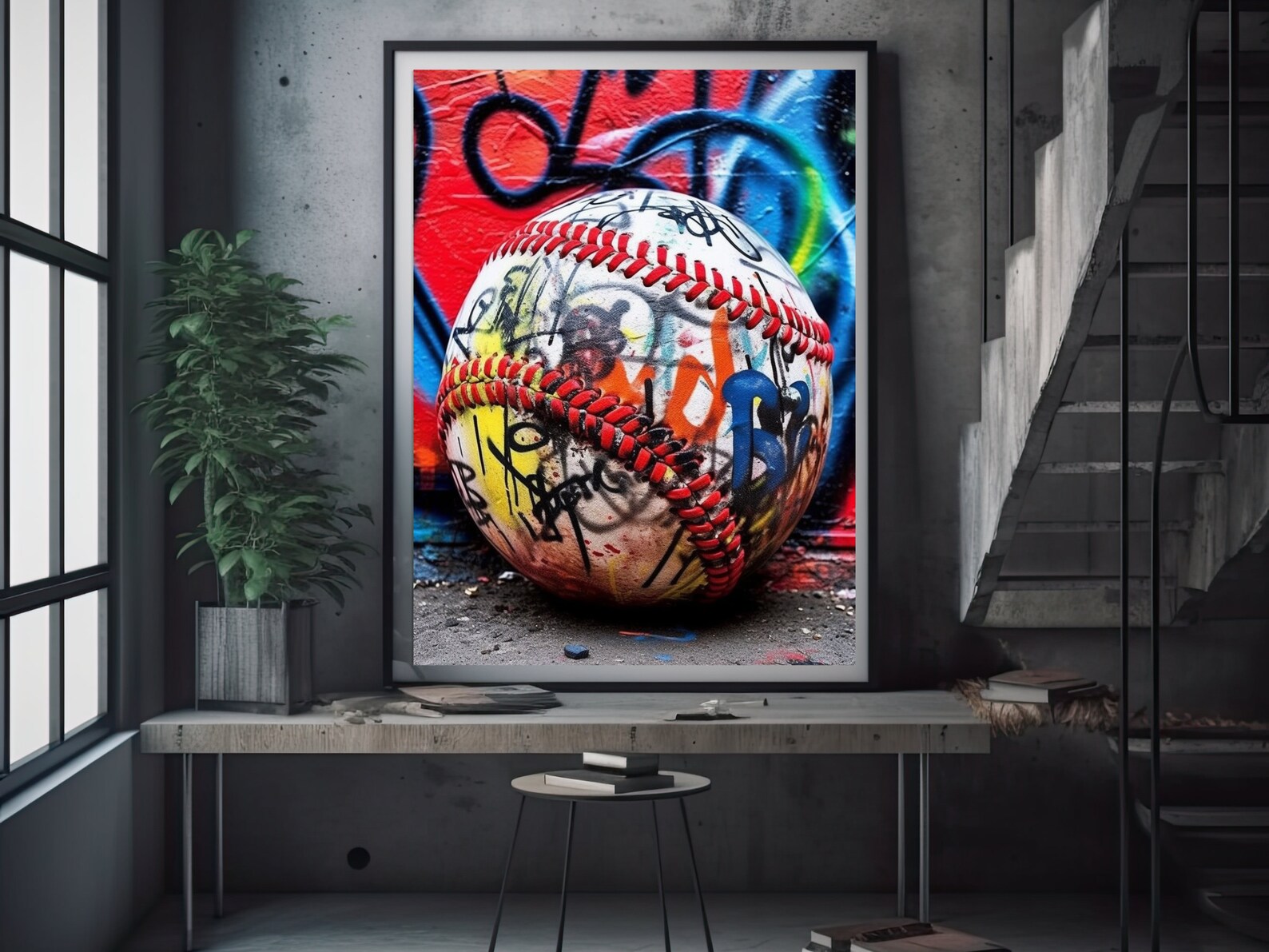 Baseball Graffiti Wall Art, Digital Print, Colorful Sports Wall Decor ...