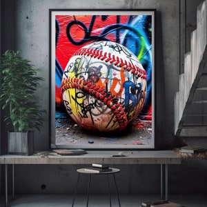 Baseball Graffiti Wall Art, Digital Print, Colorful Sports Wall Decor ...