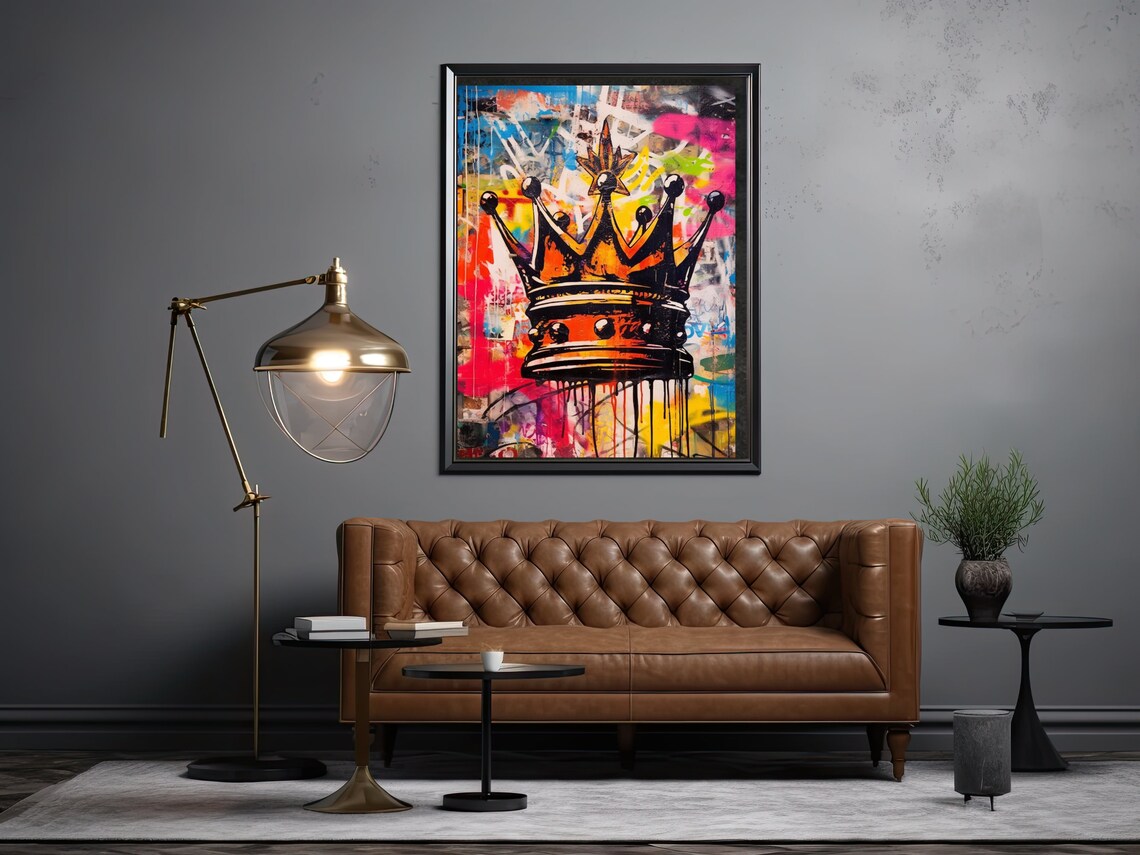 Crown Graffiti Wall Art, Digital Download, Abstract Royal Crown ...