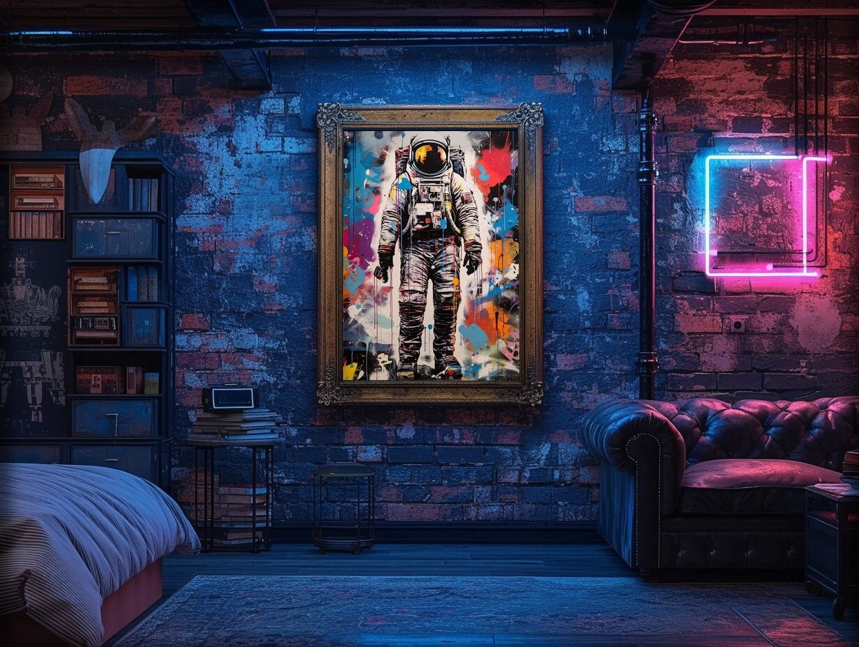 Cosmonaut Graffiti Art Print, Urban Astronaut Digital Poster, Modern ...
