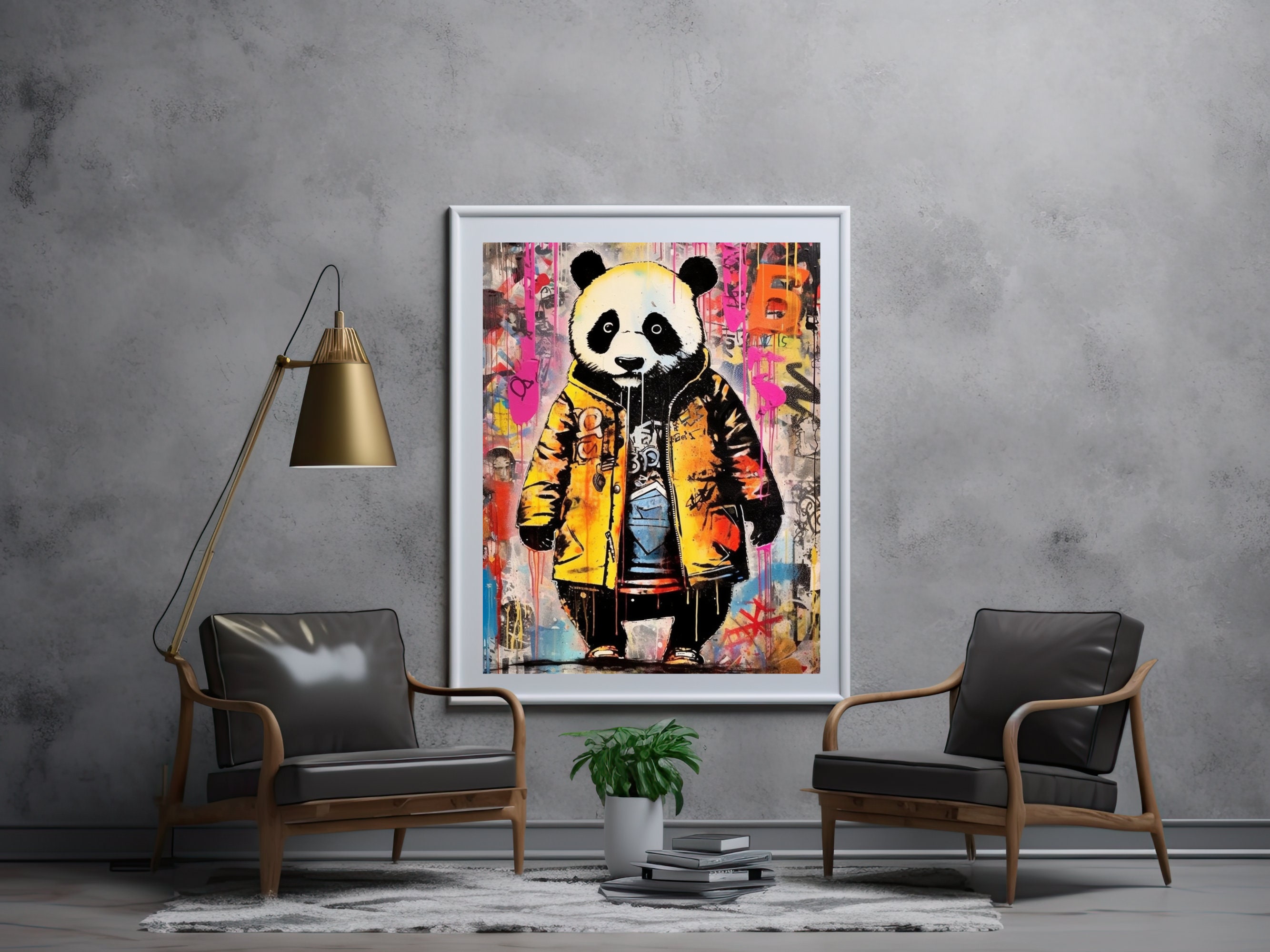 Panda Graffiti Wall Art, Printable Digital, Colorful Cute Panda Bear Wall Decor, Animal Modern ...