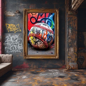 Baseball Graffiti Wall Art, Digital Print, Colorful Sports Wall Decor ...