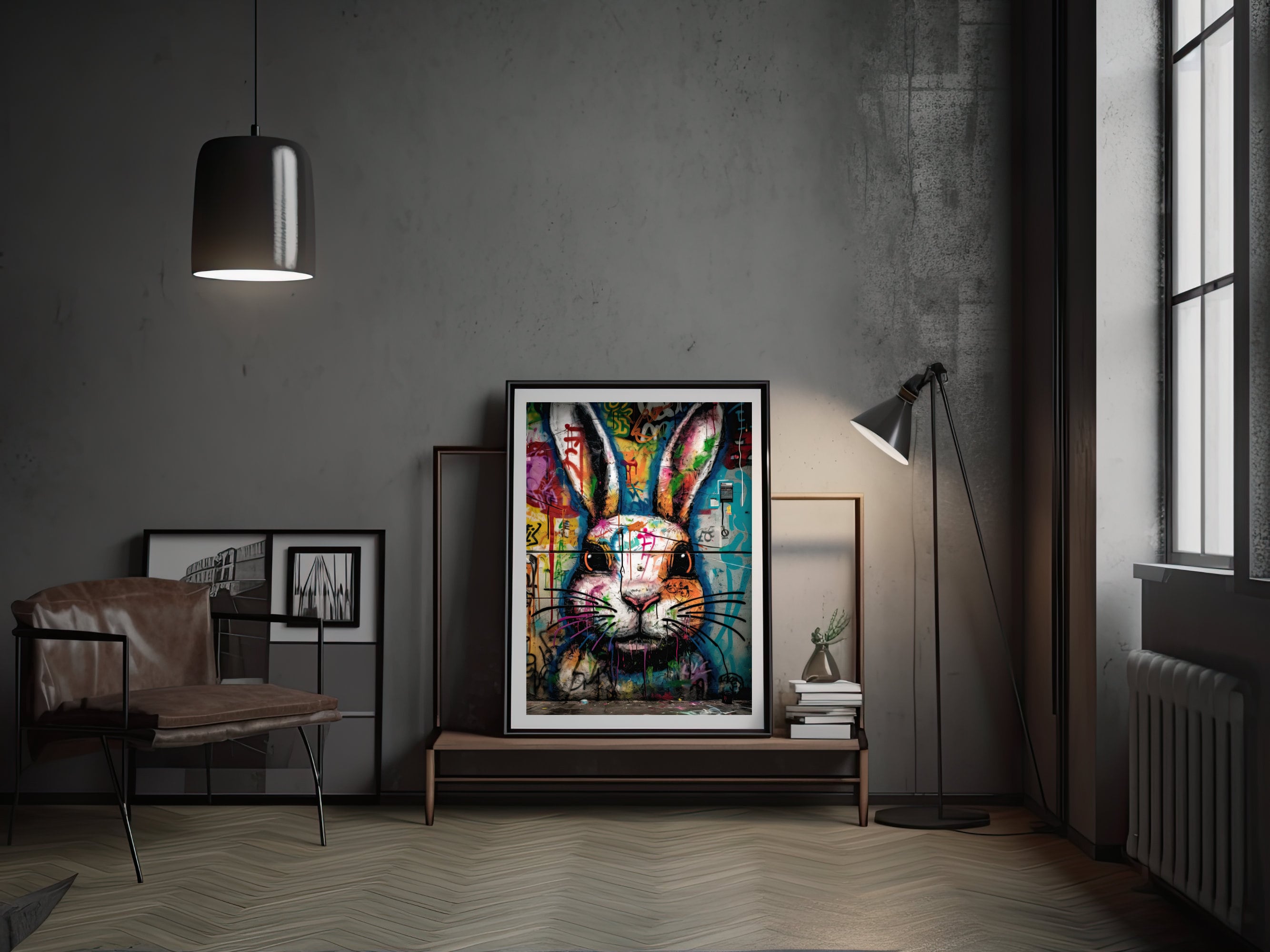 Bunny Graffiti Wall Art Animal Cute Rabbit Bunny Graffiti - Etsy