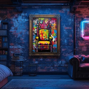 Royal Throne Graffiti Wall Art, Digital Download, Colorful Throne Chair ...
