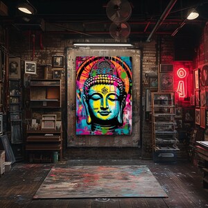 Buddha Graffiti Wall Art, Digital Download, Abstract Colorful Buddha ...
