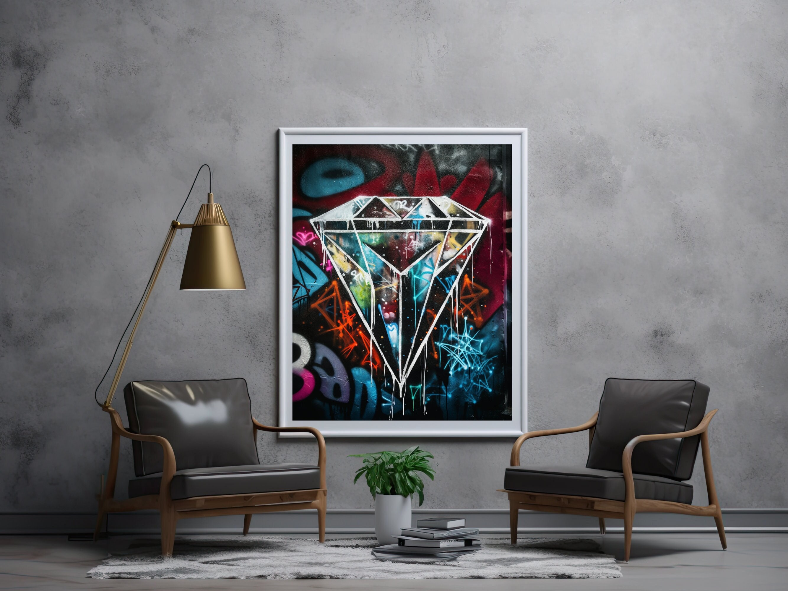 Diamond Graffiti Wall Art Digital Download Print Modern - Etsy