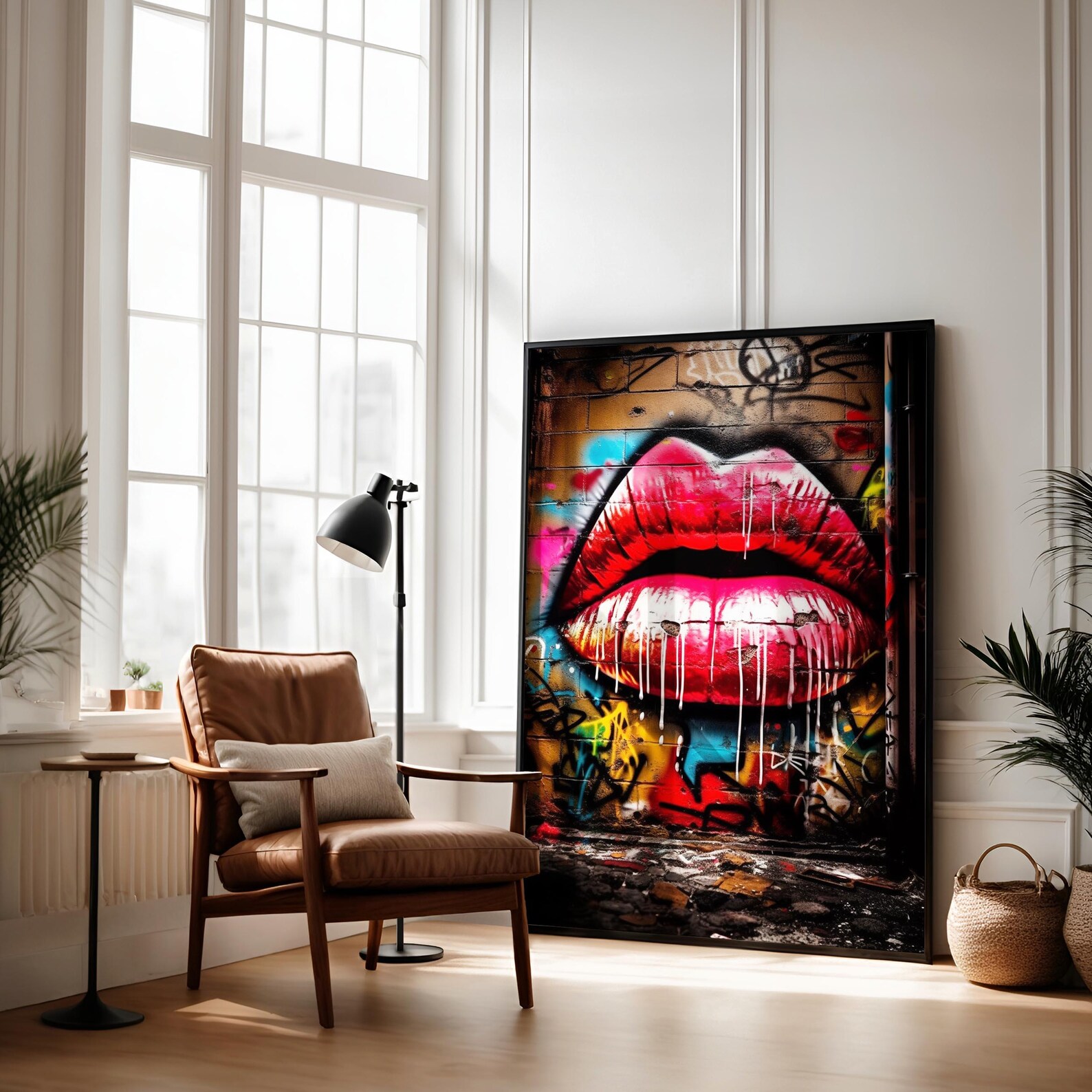 Lips Graffiti Wall Art, Printable Art Download, Sexy Lips Wall Decor ...