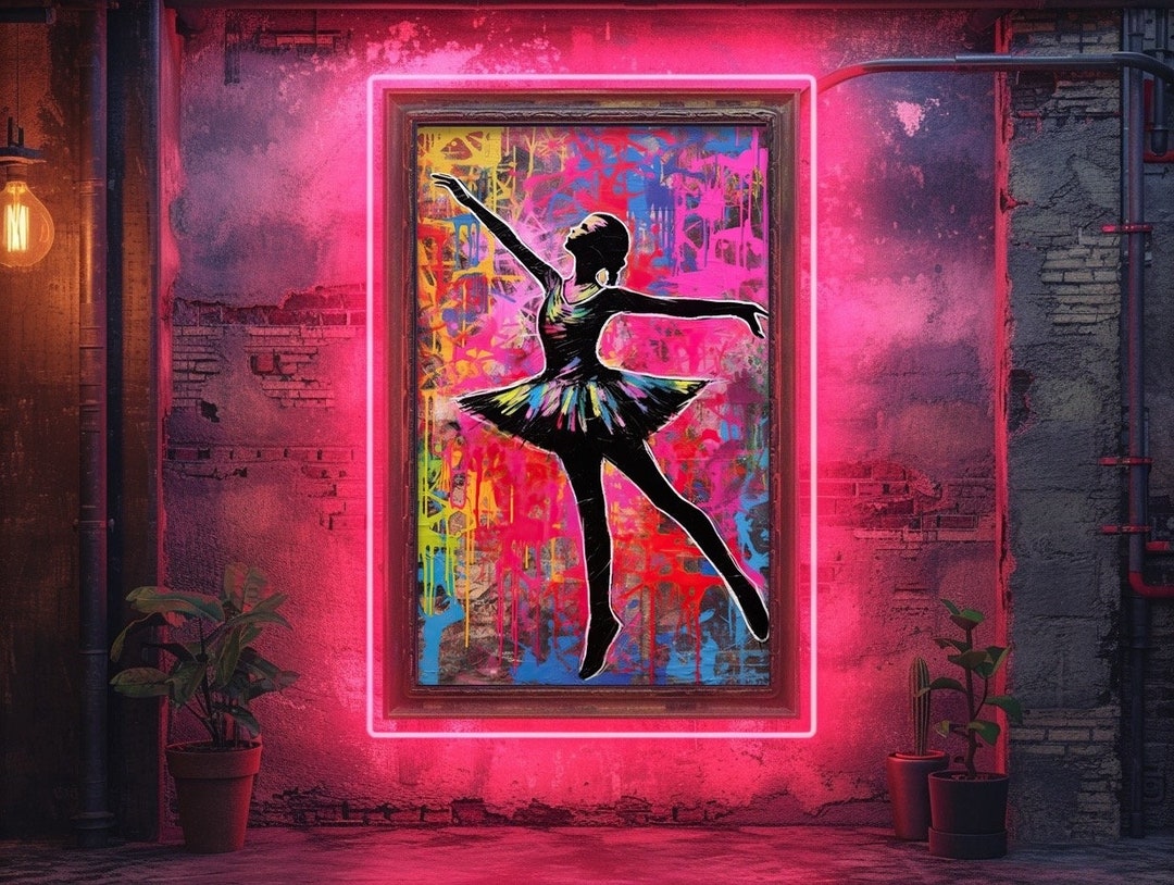 Ballerina Graffiti Wall Art, Printable Digital, Colorful Dancing Girl ...
