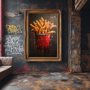 Set of 3 Graffiti Food Art Prints, Hamburger, French Fries, Milkshake ...