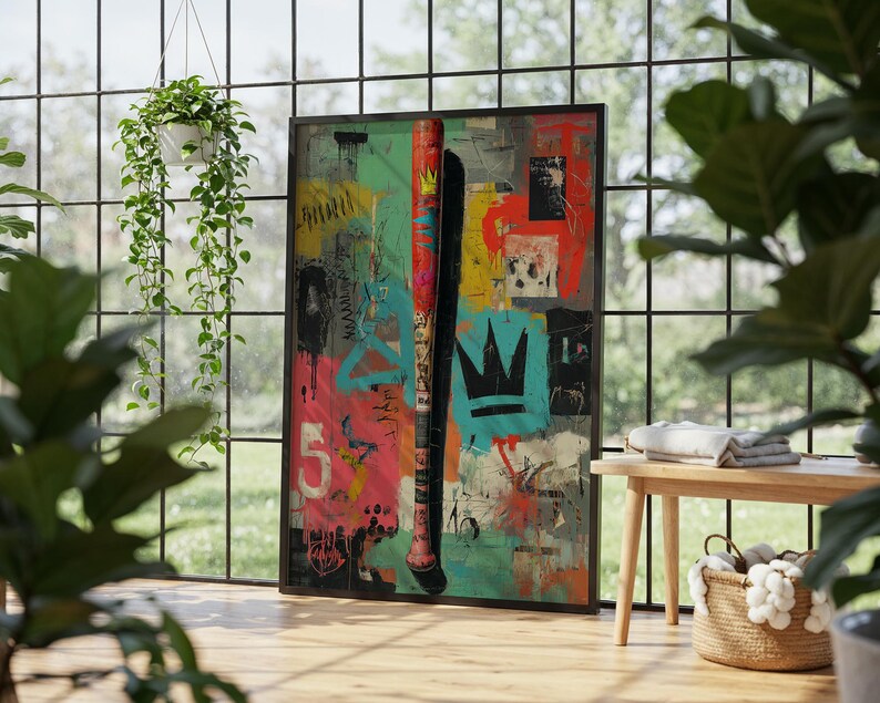 Basquiat Style Graffiti Baseball Bat Wall Art, Street Art, Urban ...