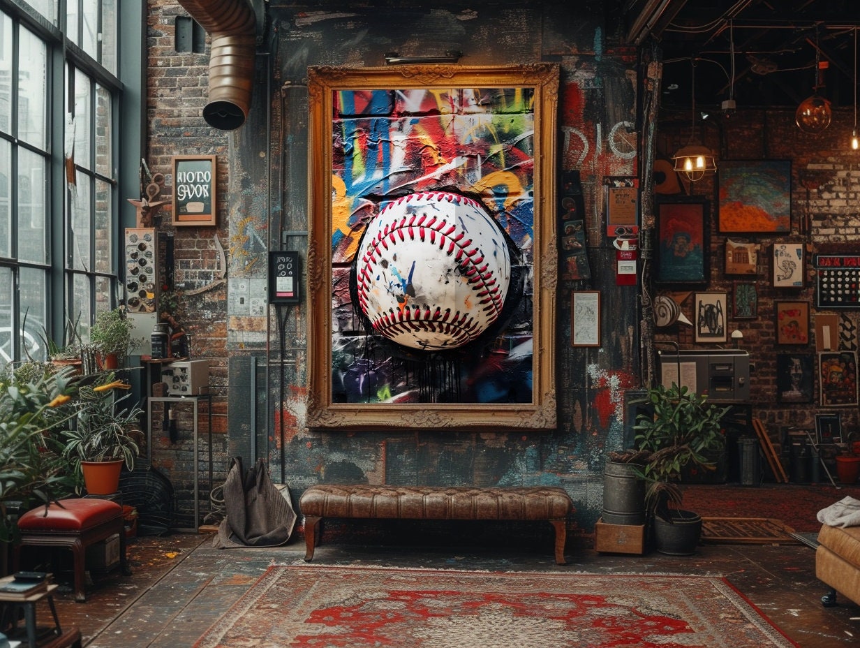 Vibrant Baseball Graffiti Art Print, Digital Sports Wall Decor ...