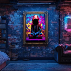 Girl Hacker Graffiti Wall Art, Coder Girl Graffiti Print, Modern, Urban ...