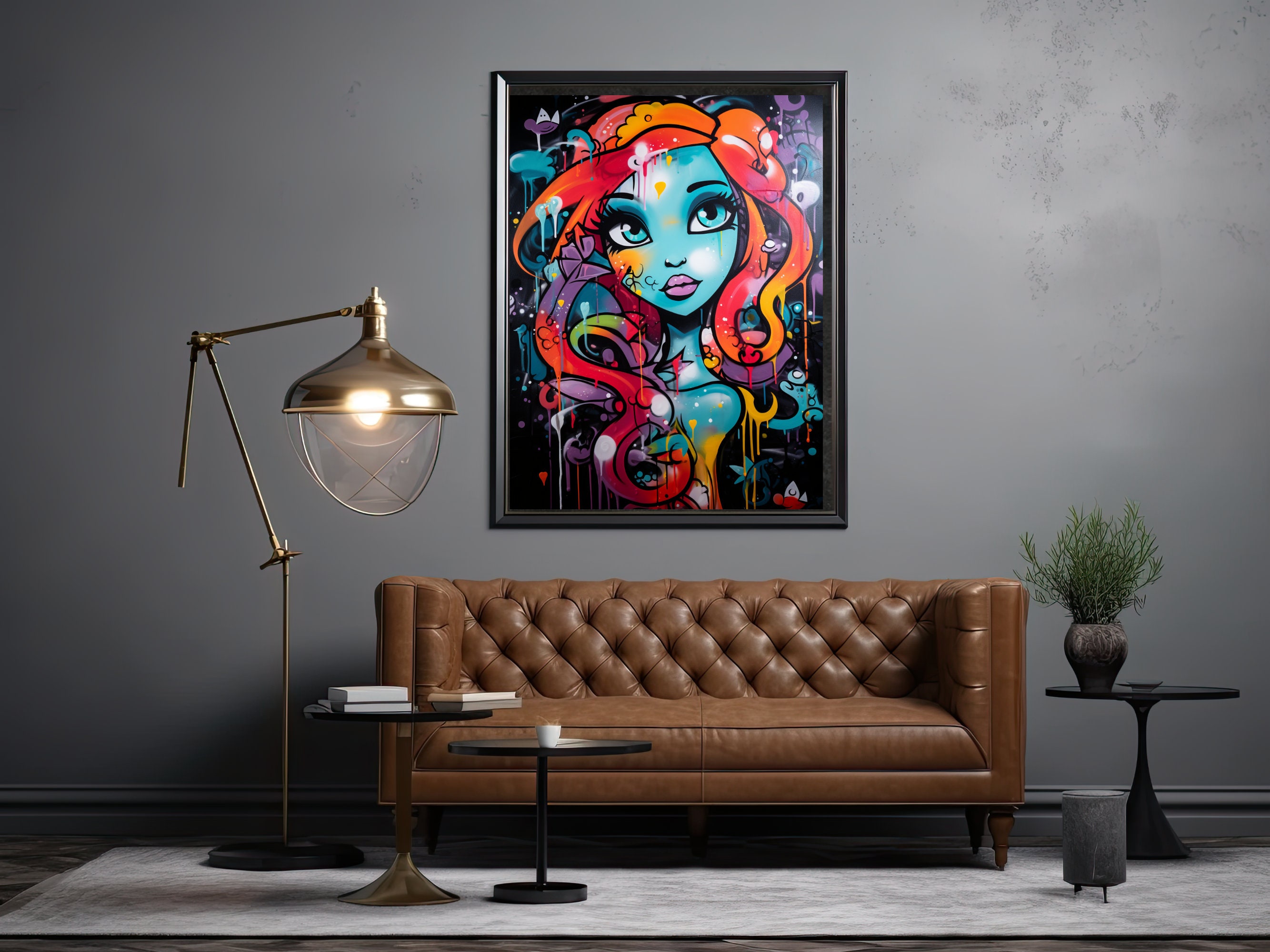 Mermaid Graffiti Wall Art Digital Download Colorful Fantasy - Etsy