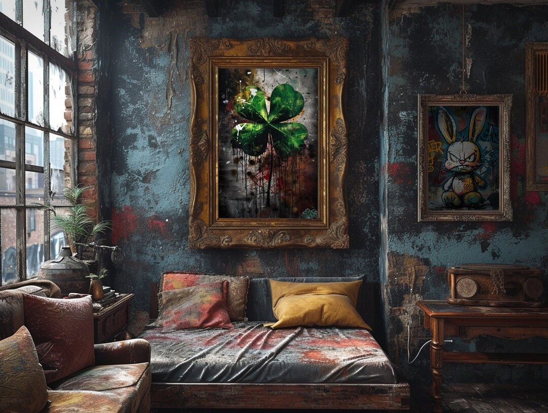 Shamrock Graffiti Wall Art, Digital Download, Lucky Charm Irish Clover ...