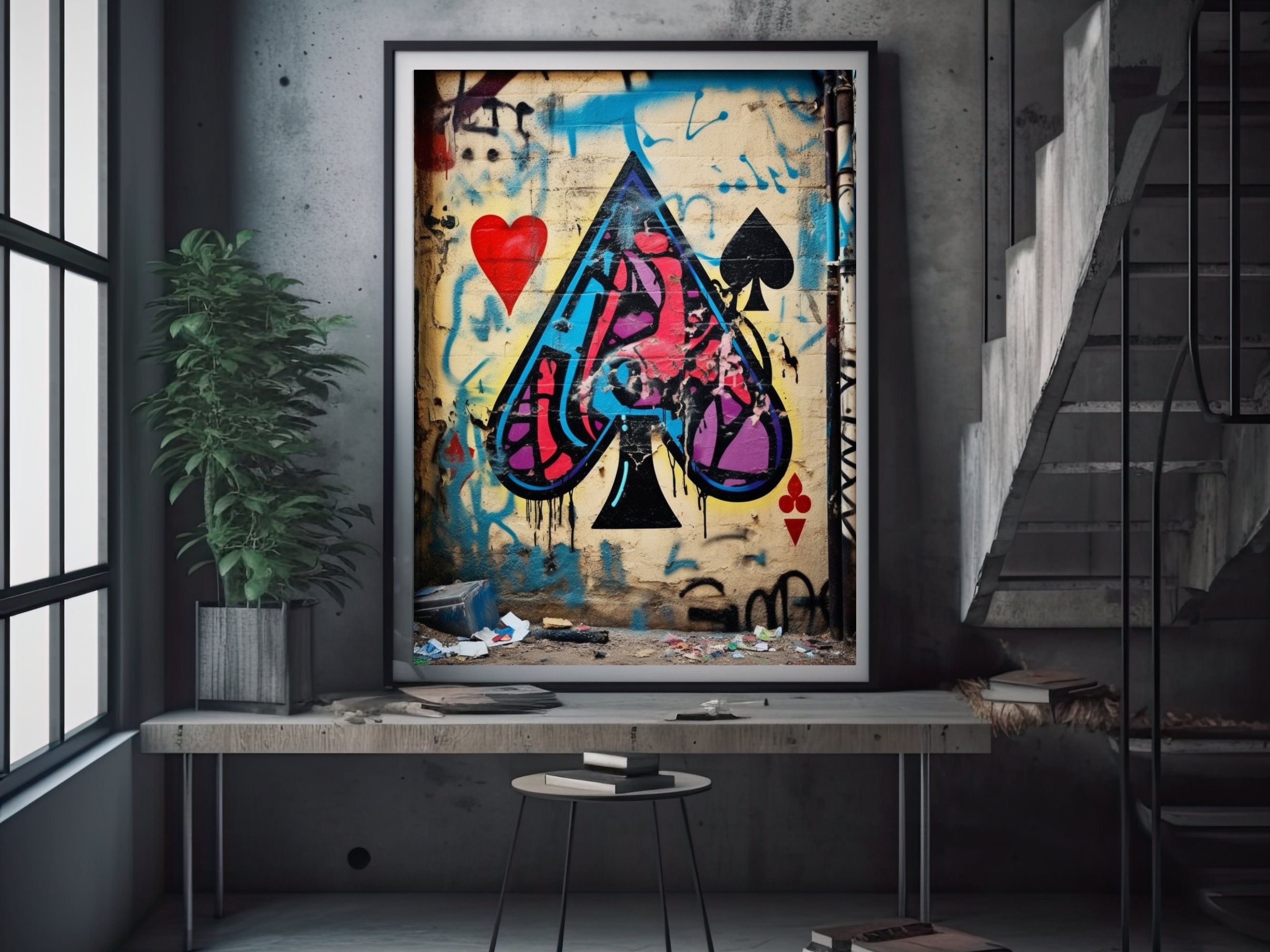 Ace of Spades Graffiti Wall Art, Printable Digital Colorful Playing ...