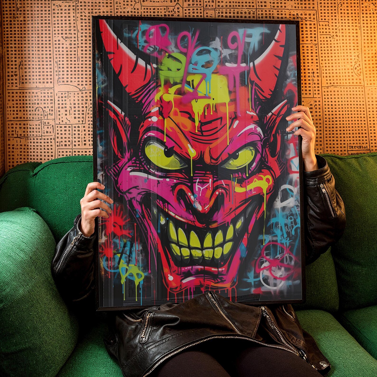 Red Devil Graffiti Wall Art, Digital Download, Demon Horns Art Print ...