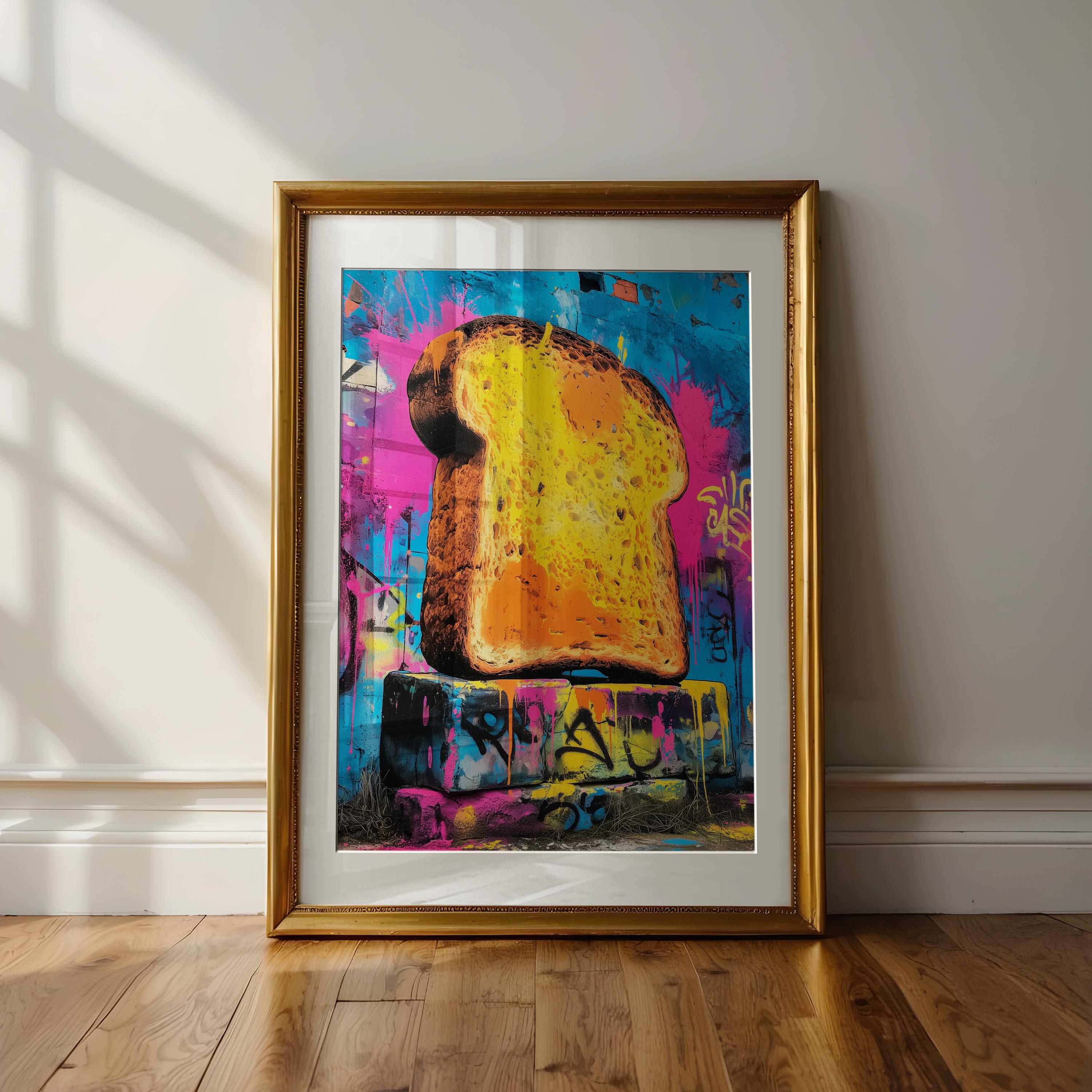 Graffiti Breakfast Wall Art Set, Street Art Food Posters, Urban Kitchen ...