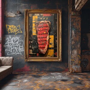 Food Graffiti Wall Art, Urban Steak Wall Decor, Iconic Ribeye Art Print ...