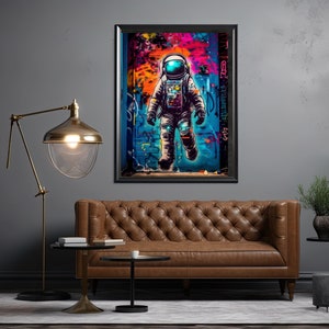 Astronaut Graffiti Wall Art, Digital Download, Modern Street Art Poster ...