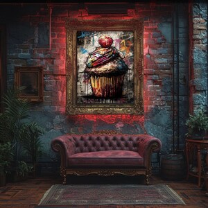 Digital Graffiti Cupcake Art, Vibrant Urban Kitchen Decor, Street Pop ...