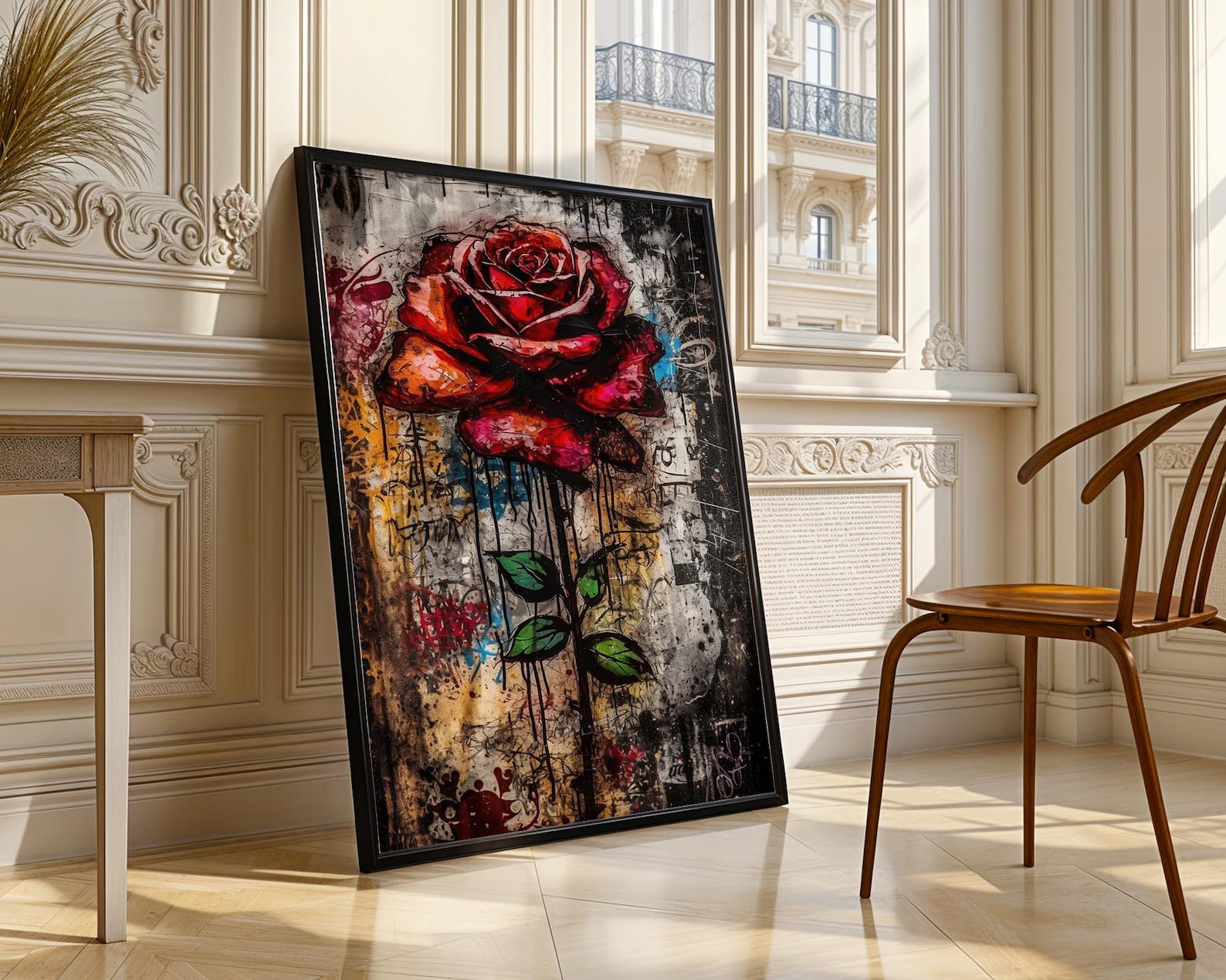 Red Rose Graffiti Wall Art, Digital Download, Colorful Rose Flower ...