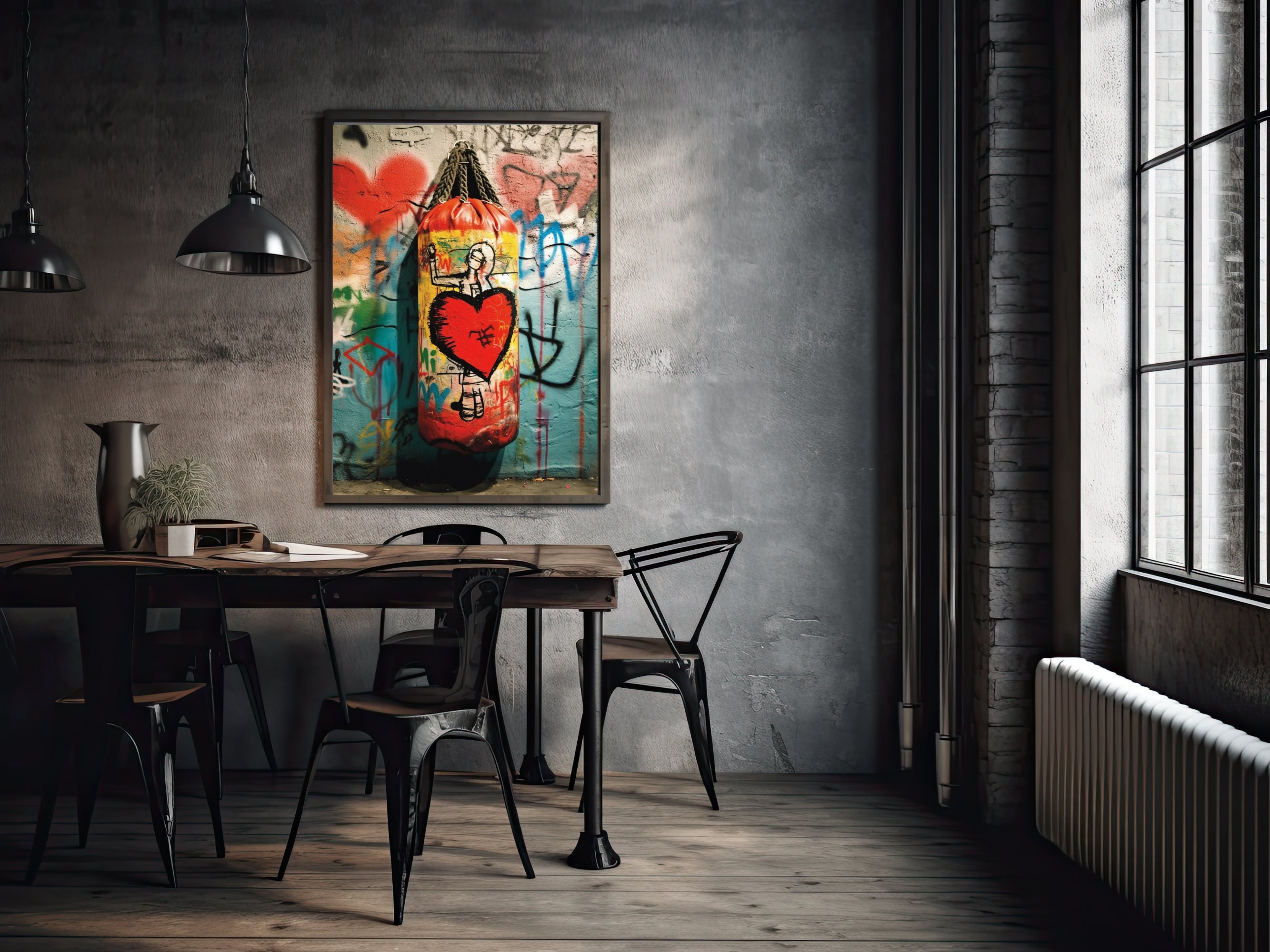 Punching Bag Graffiti Wall Art, Printable Digital, Colorful Boxing Wall ...