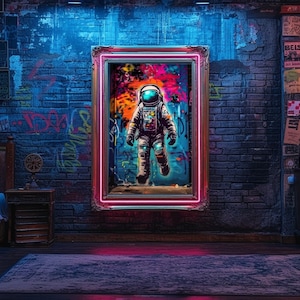 Astronaut Graffiti Wall Art, Digital Download, Modern Street Art Poster ...