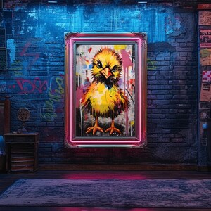 Baby Chick Graffiti Wall Art, Printable Digital, Baby Chicken Wall ...