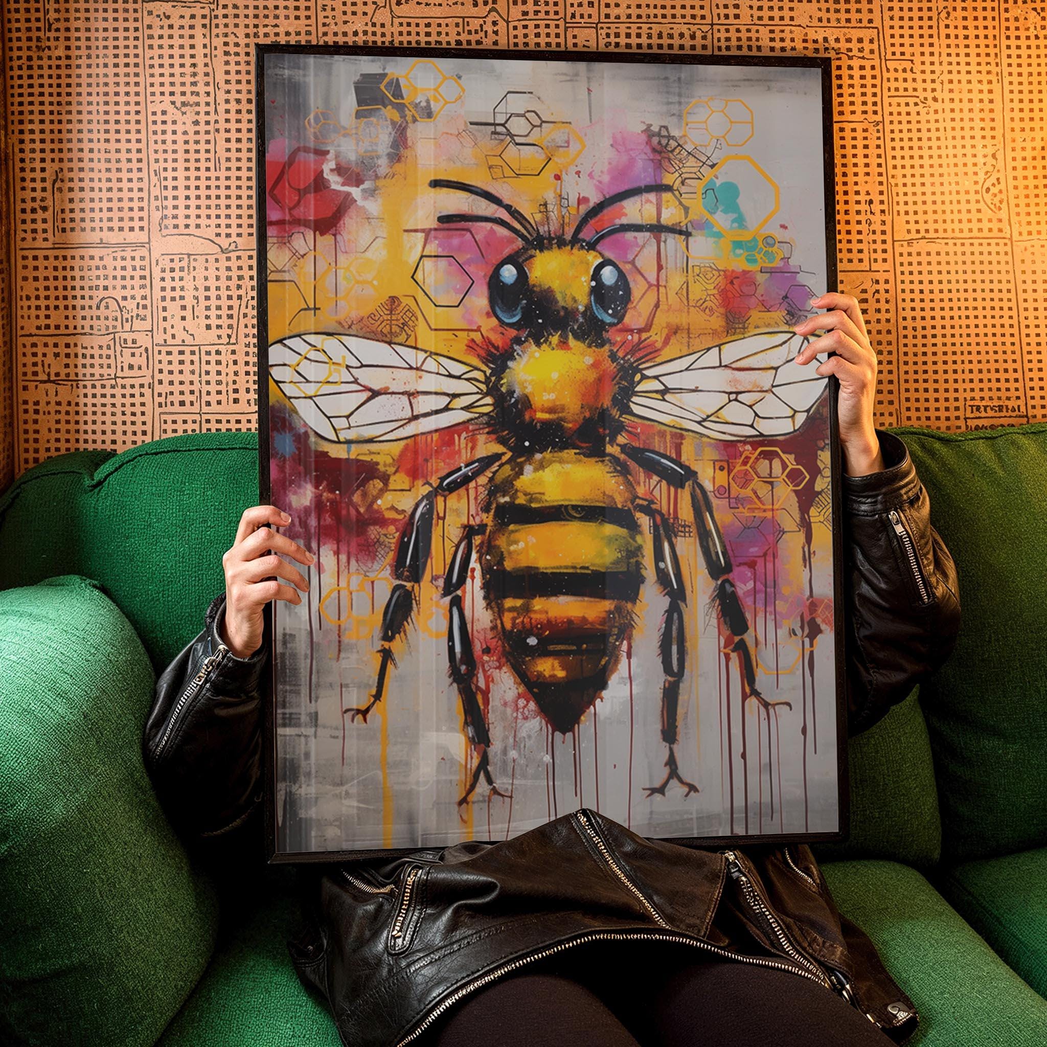 Honeybee Graffiti Wall Art, Digital Download Print, Honey Bee Nature ...