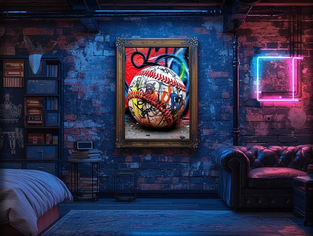 Baseball Graffiti Wall Art, Digital Print, Colorful Sports Wall Decor ...
