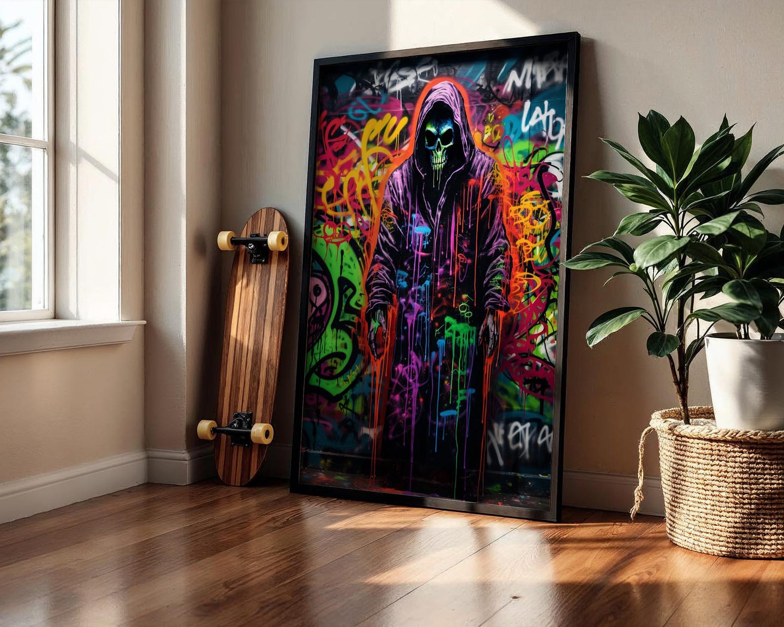Grim Reaper Graffiti Wall Art, Digital Download Print, Spooky Colorful ...