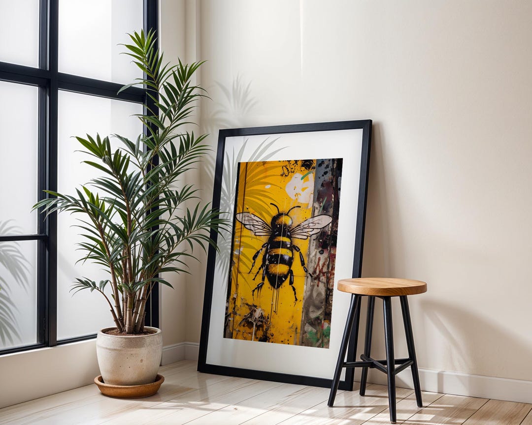 Colorful Bee Street Art, Urban Honey Bee Digital Print, Graffiti Style ...