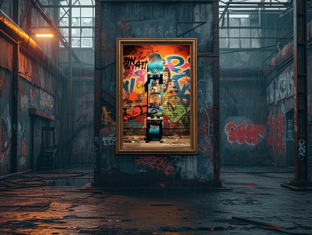 Graffiti Skateboard Urban Art Print, Vibrant Edgy Wall Decor ...
