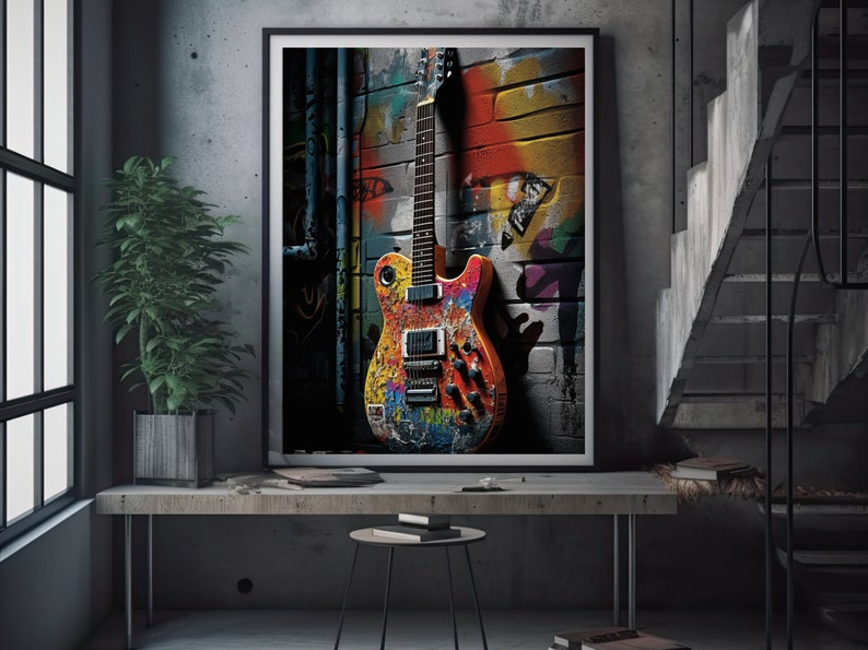 Guitar Graffiti Wall Art Printable Graffiti Art Musical - Etsy