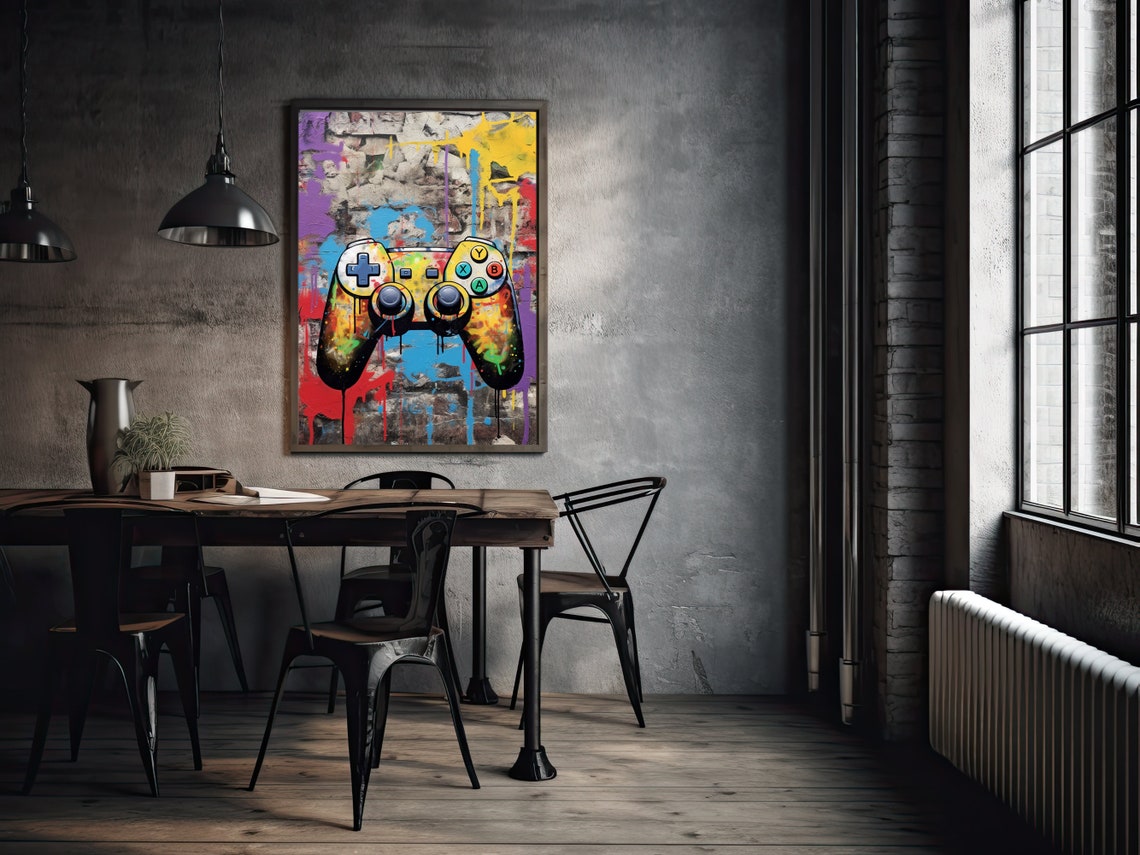 Gaming Graffiti Wall Art Gamepad Painting Game Controller - Etsy