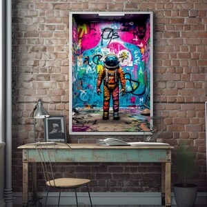 Astronaut Graffiti Wall Art Printable Digital Space - Etsy
