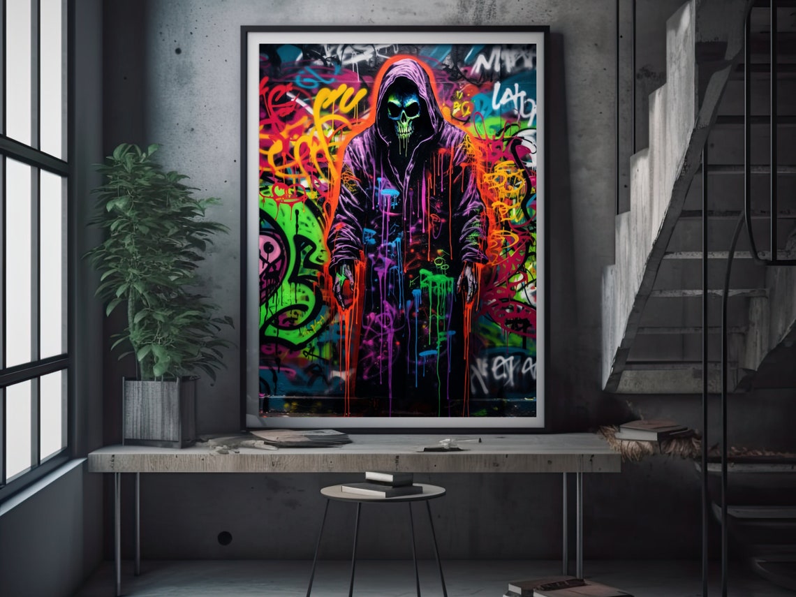 Grim Reaper Graffiti Wall Art Digital Download Print Spooky - Etsy