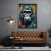 Gorilla Graffiti Wall Art, Colorful Monkey Gorilla Painting, Digital ...